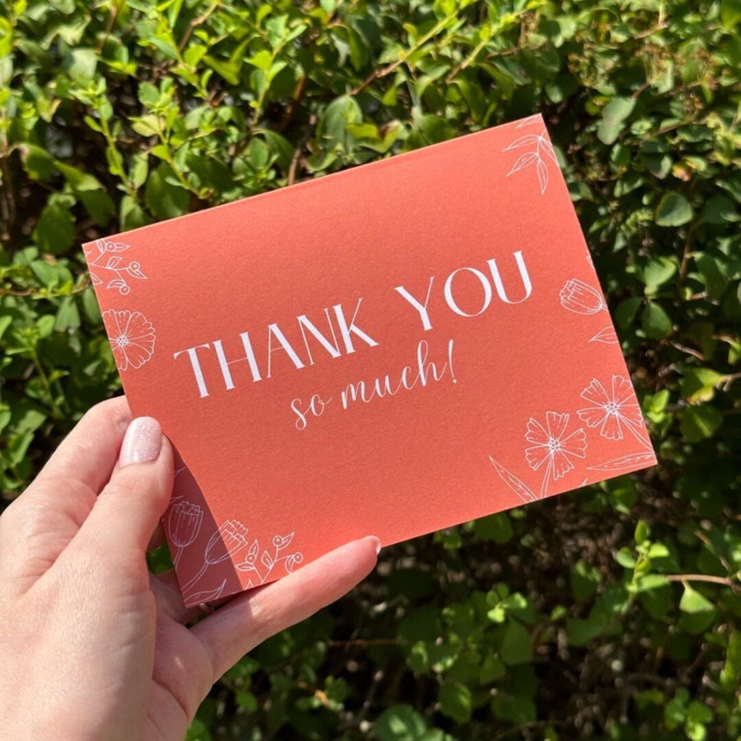 Thank You so Much Card Orange Thank You Card Bridal Shower Thank You ...