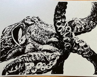 Silk Screen Octopus - Etsy