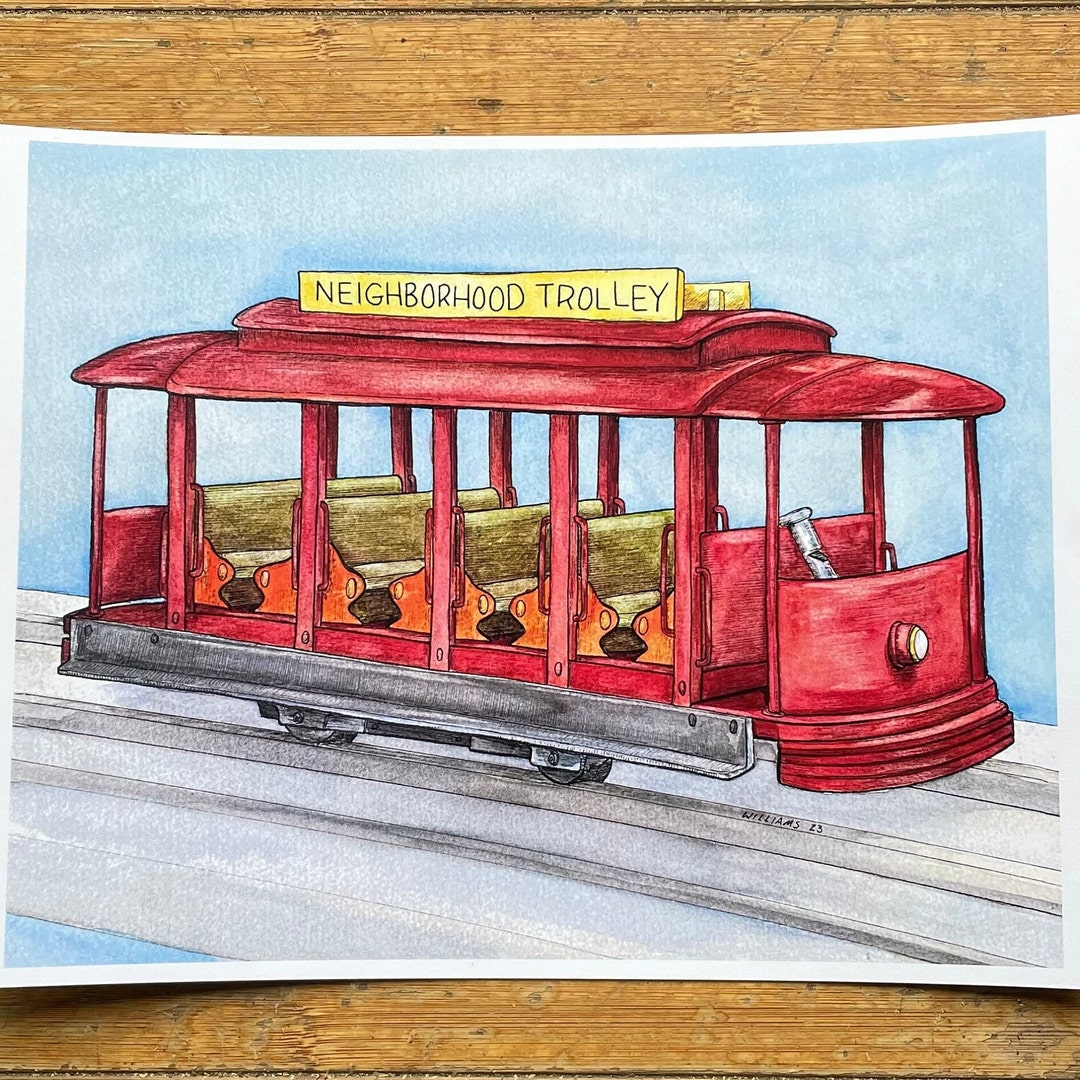 Mr. Rogers Trolley Art Print, 8x10 Neighborhood of Makebelieve, Fred ...