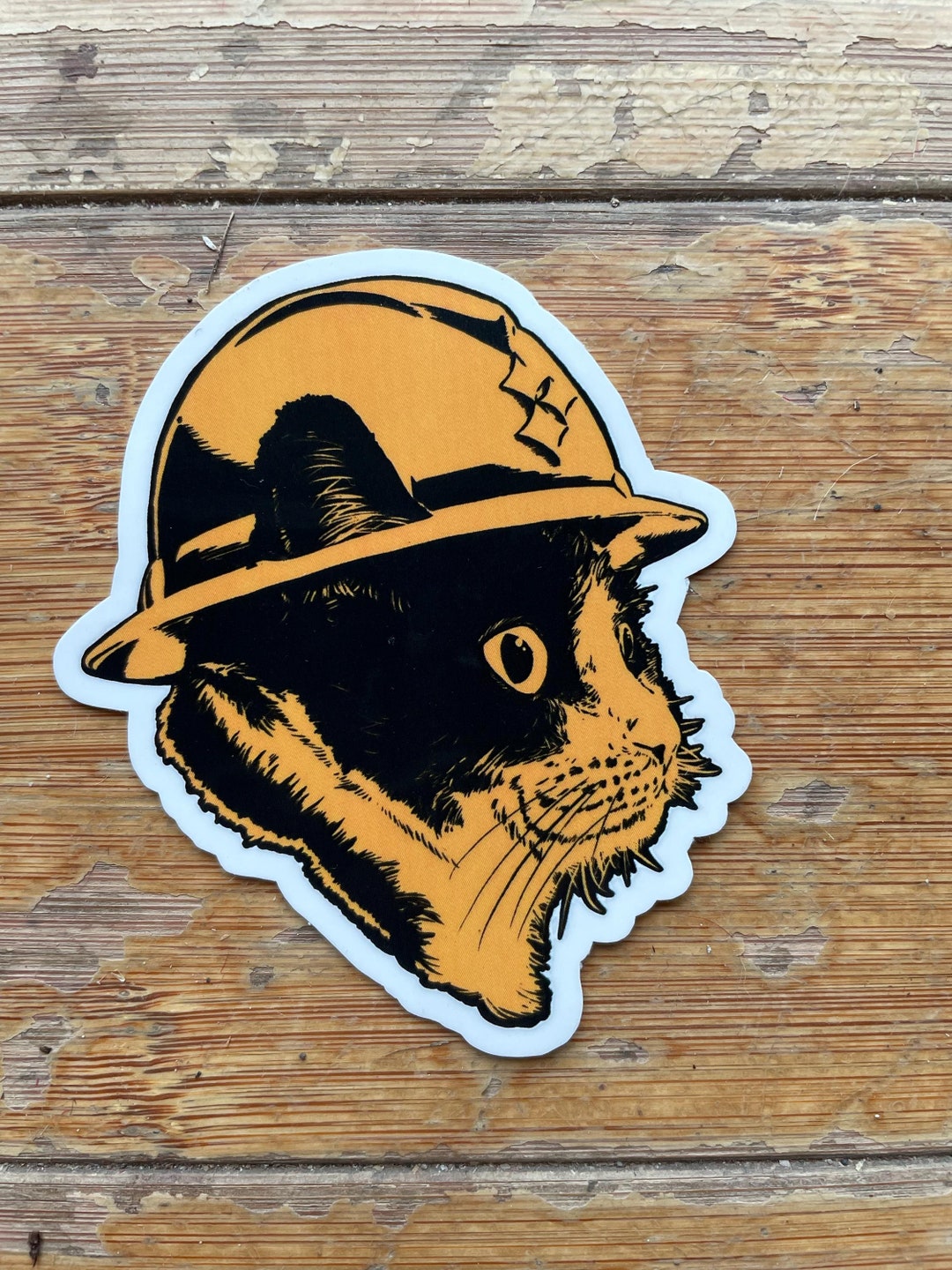 Hard Hat Cat Sticker: Pittsburgh Steelers Waterproof Vinyl Decal - Etsy