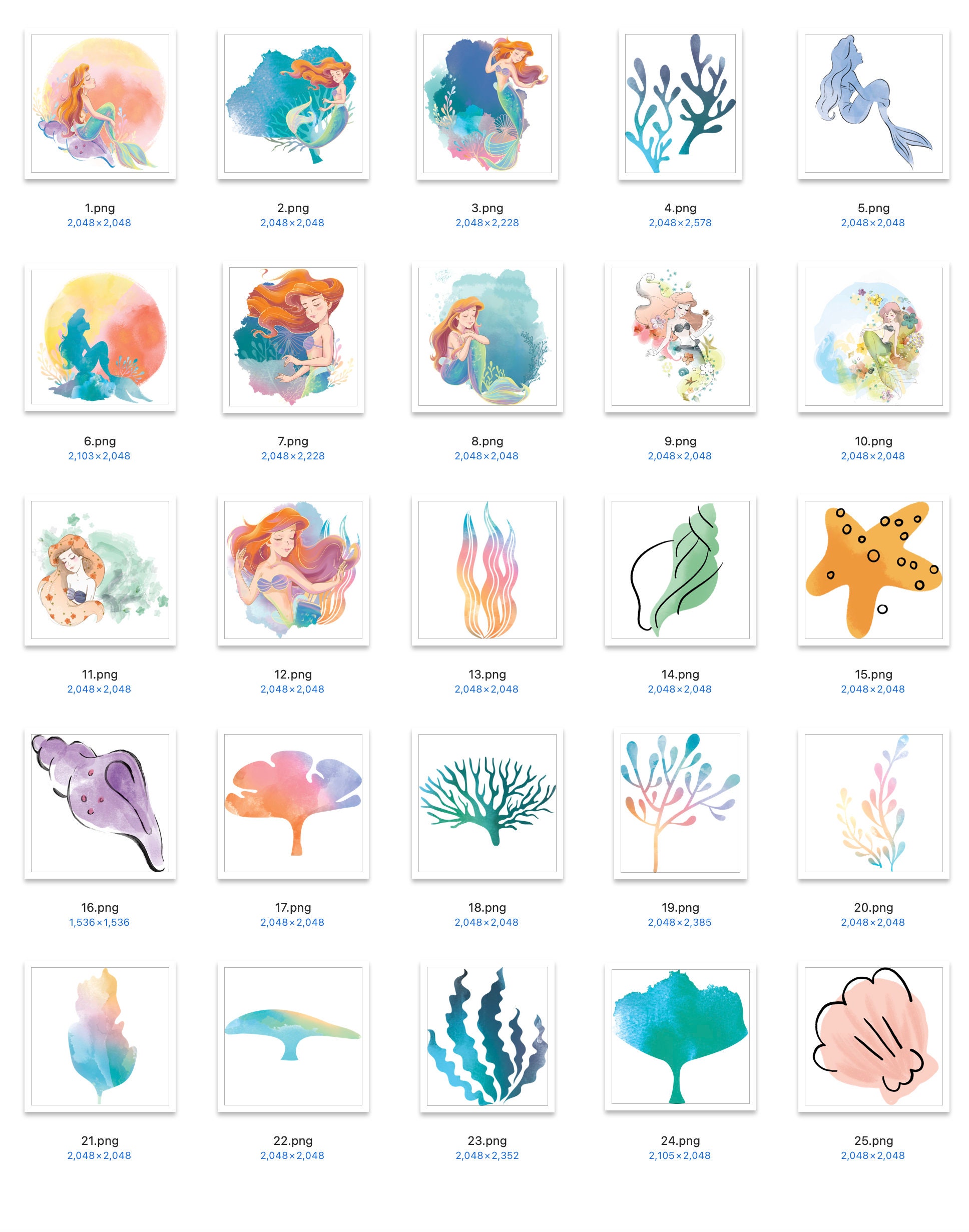 My Mermaids Digital Clipart- Marine- Princess- Sea Life- Aquatic ...