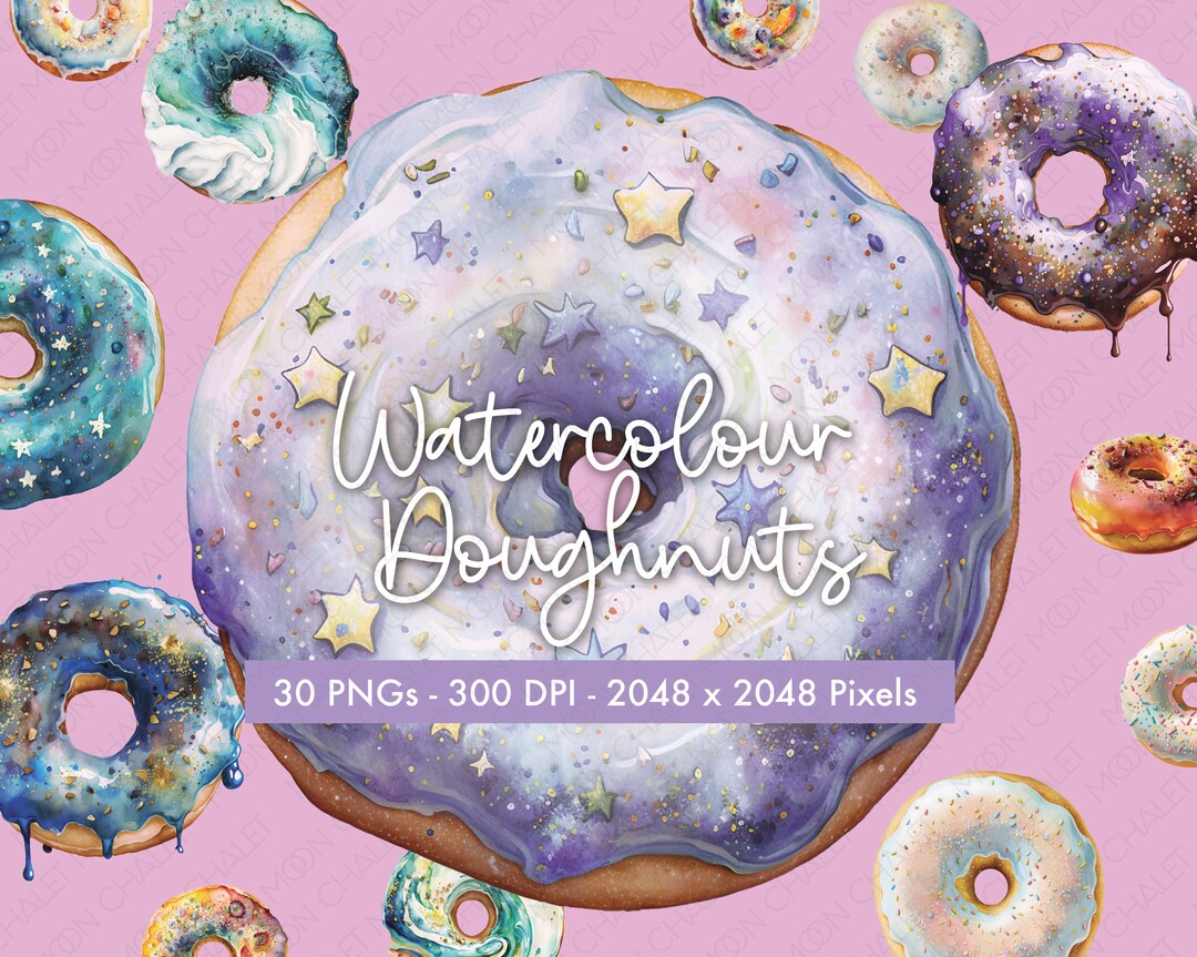 Watercolour Fantasy Doughnuts Clip Art Bundle- Digital Download- Tee- Wall Art- Sticker ...