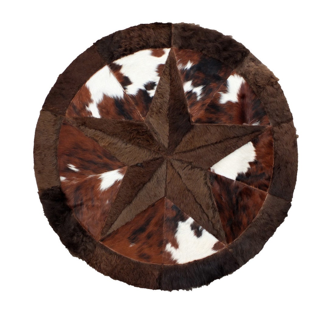 Round Western Rug - Bison Star & Edge (ticolor) - Etsy