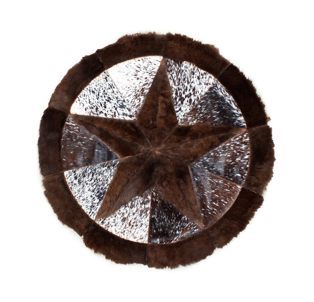 Round Western Rug - Bison Star & Edge (brown Speckle) - Etsy