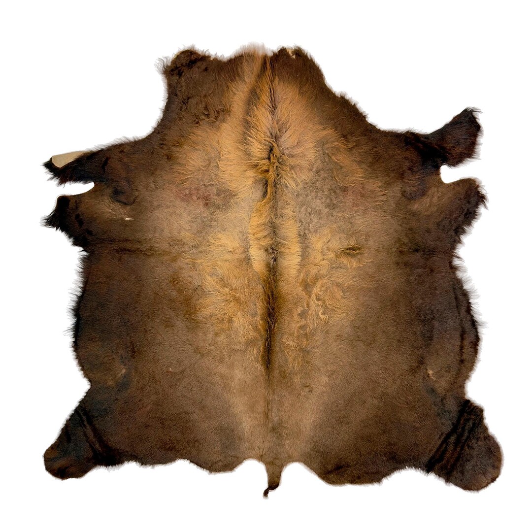 Buffalo / Bison Hide Rug - Good Second Hair-on Rustic Decor Large Size ...
