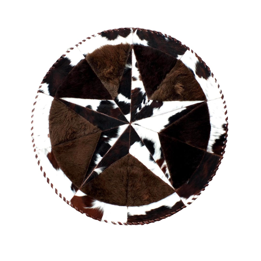 Round Western Rug - Cowhide Star & Edge Bison Fill (tricolor) - Etsy
