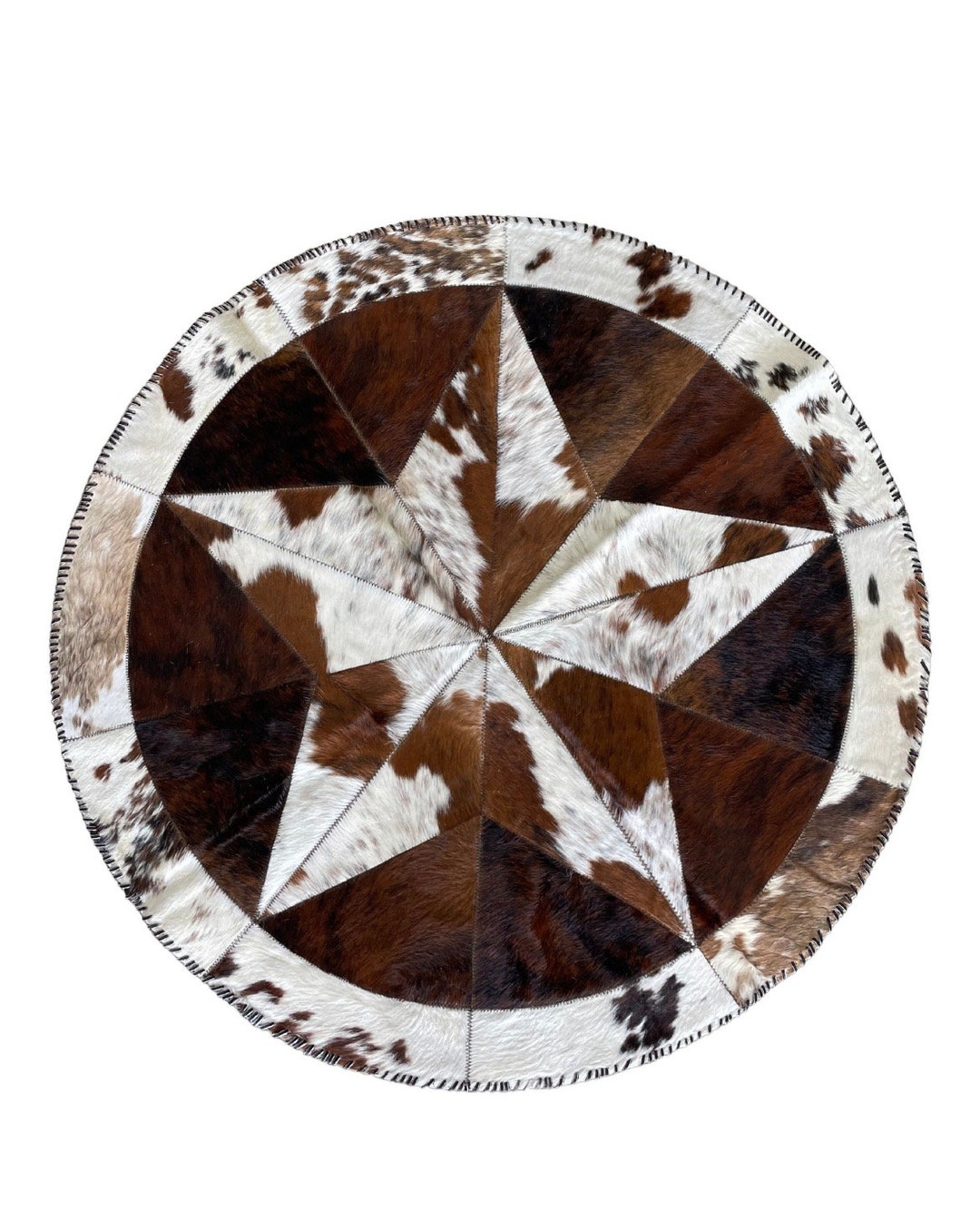 Star Round Hair on Cowhide Area Rug - Etsy