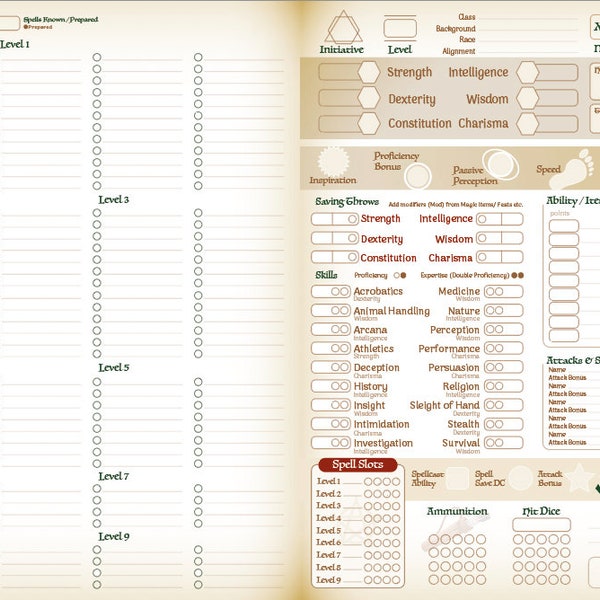 Dungeons and Dragons Character Sheet - Etsy