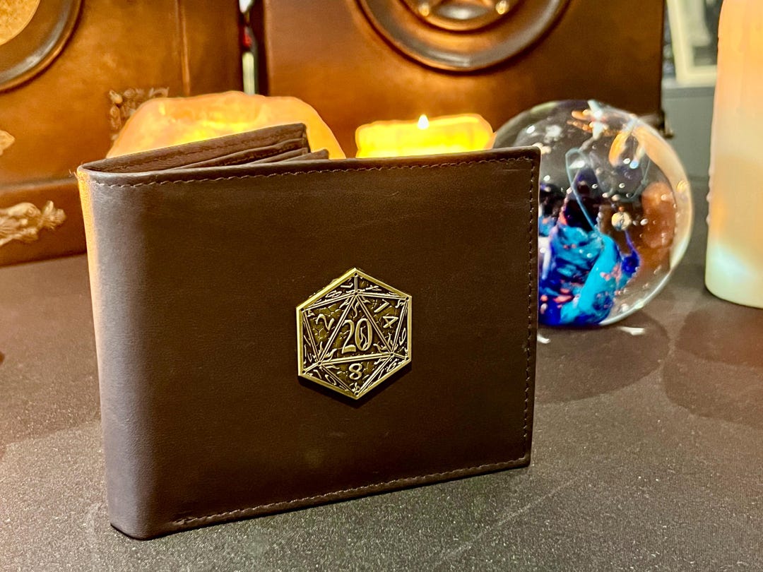 Unisex Wallet | Brown Leather | NEW D20 Coin | Pouch | Dnd Gift ...