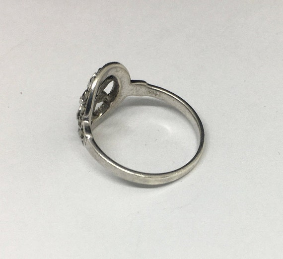 STERLING SILVER NF .925 Stamped Floral Design Ring, G… - Gem