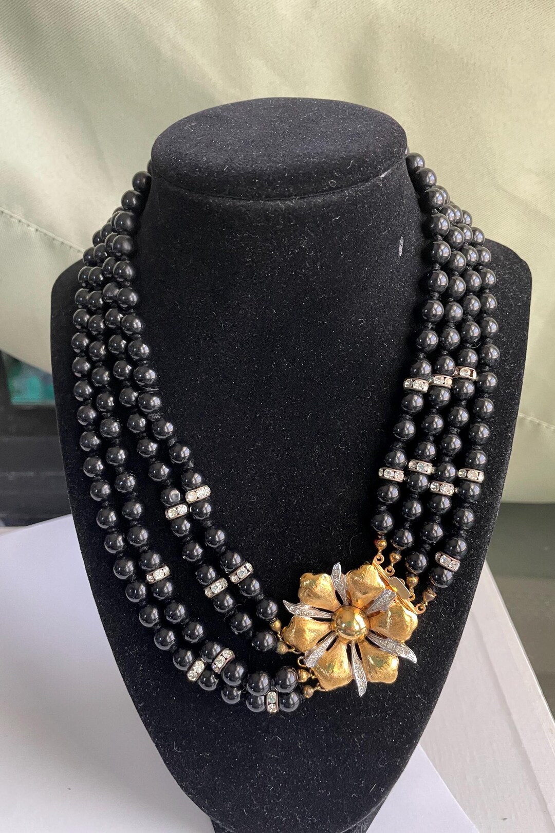 Vintage Faux Pearl Multi-tiered Necklace: Mid-century Hollywood Glamour ...