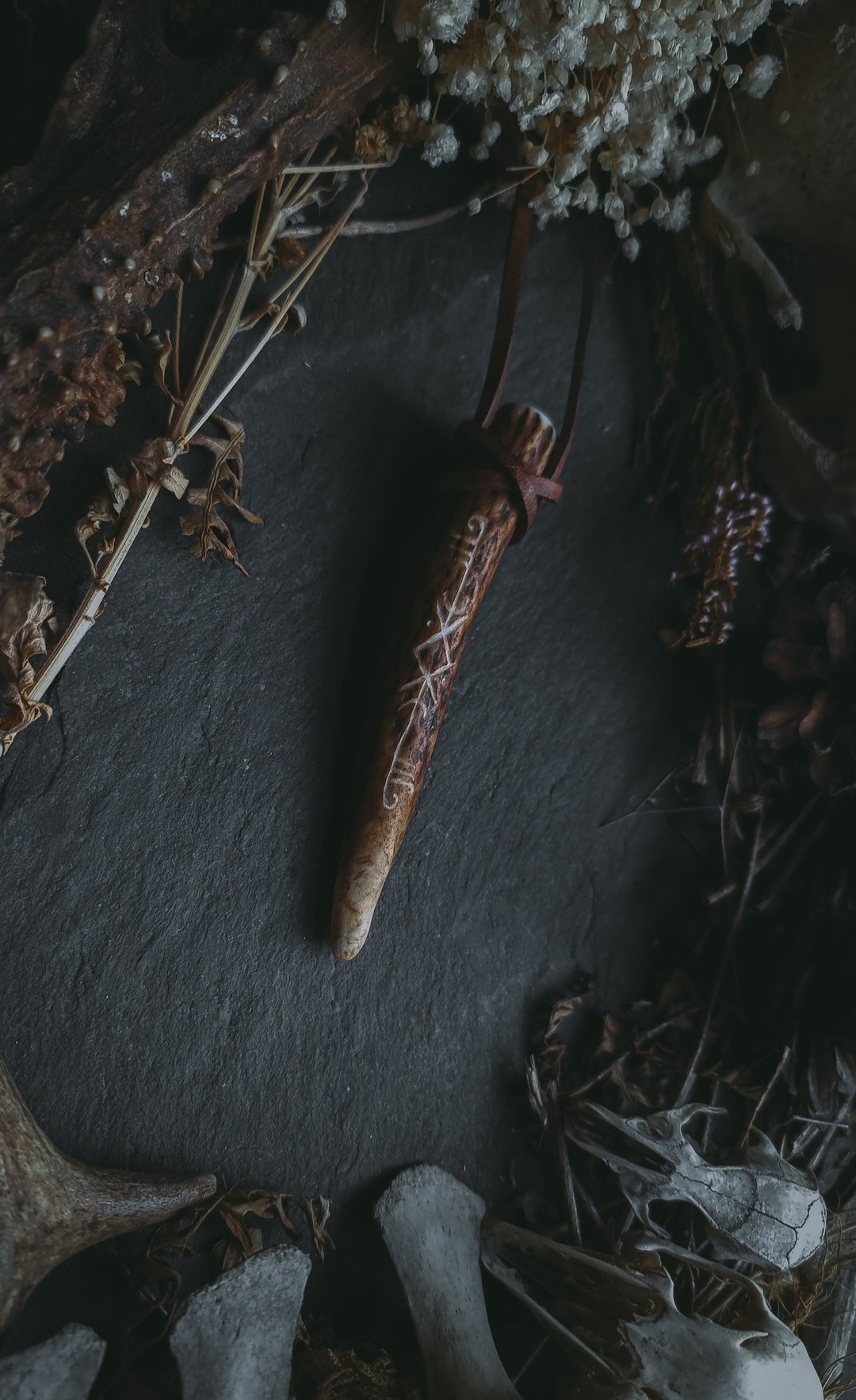 Fate Bindrune Carved Antler Pendant // Viking Celtic Pictish Shield ...