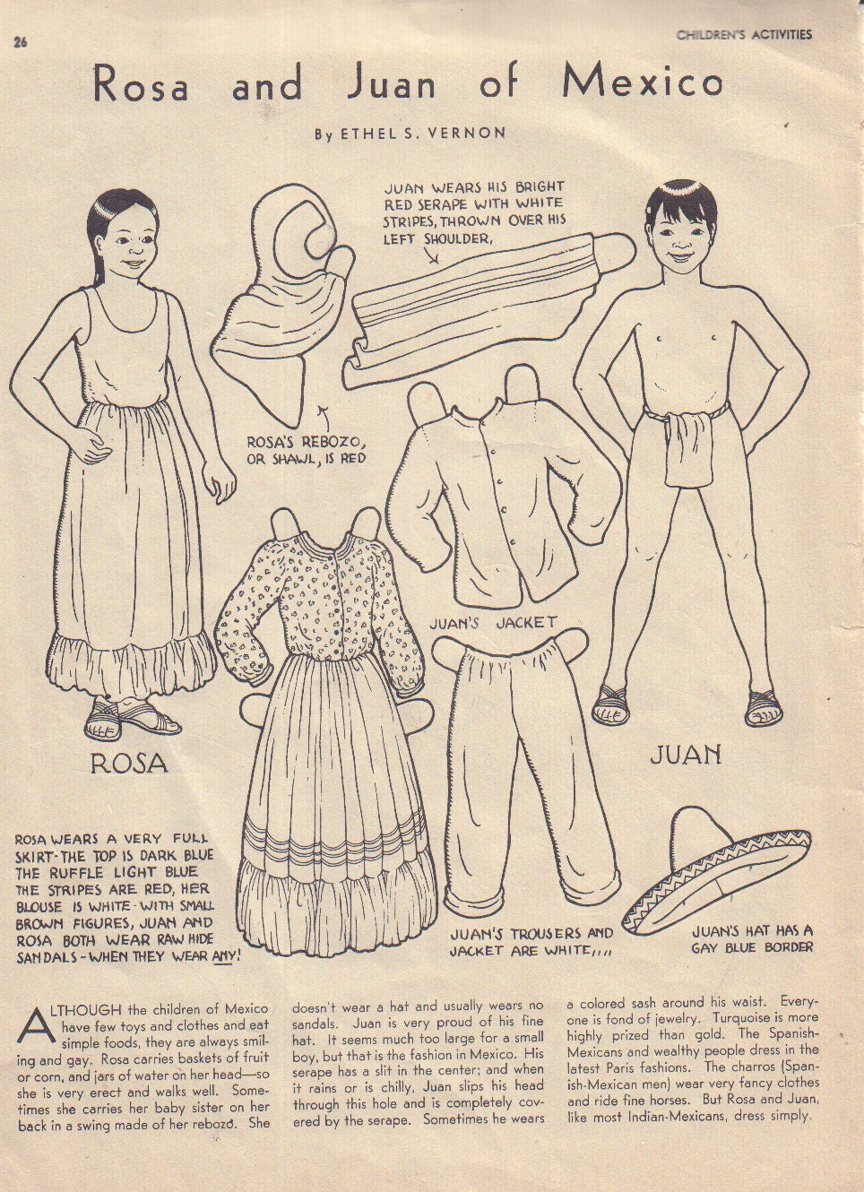 Vintage Mexico Paper Dolls - Etsy