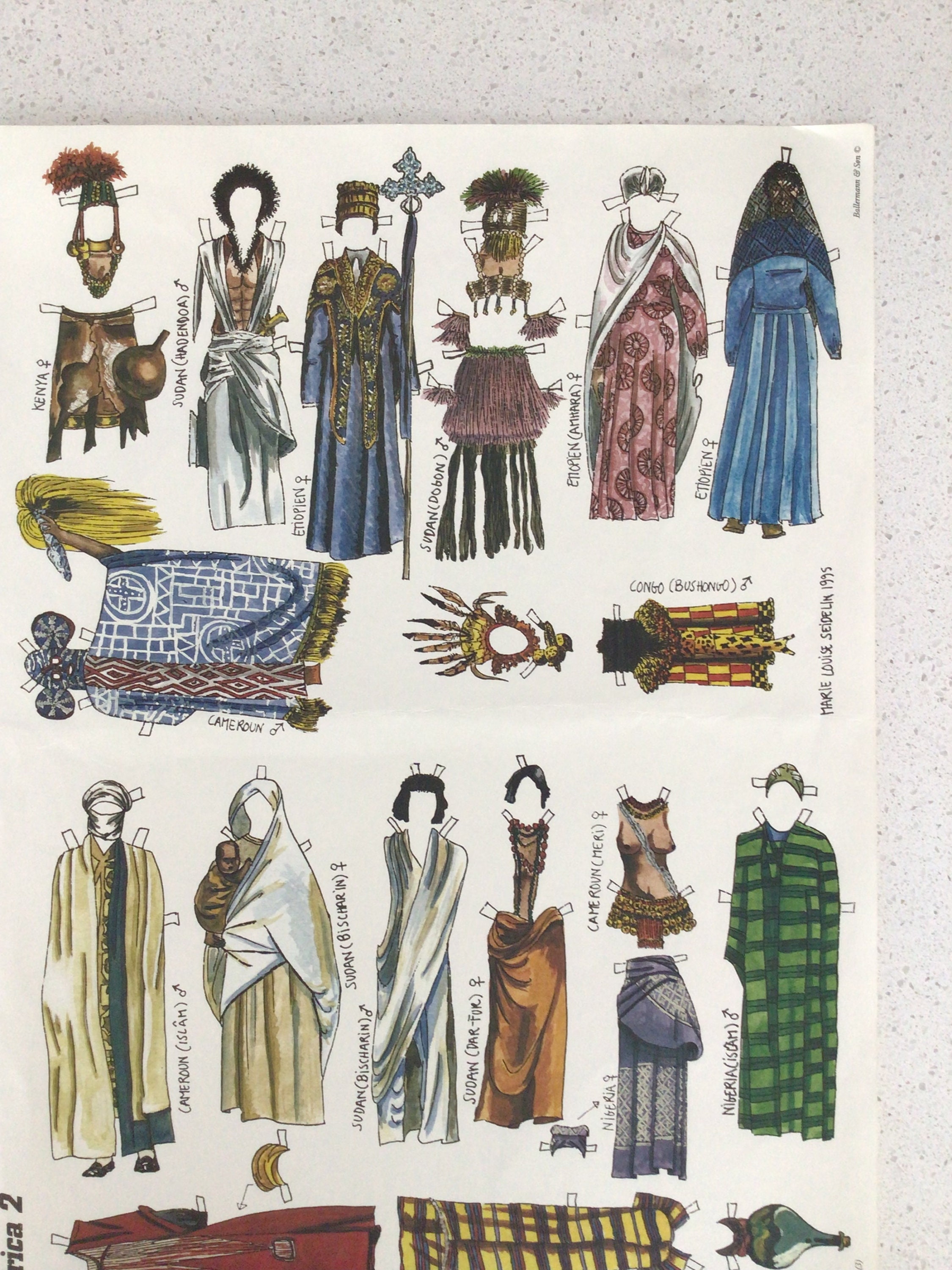 African Folk Costume Paper Doll Sheets - Etsy