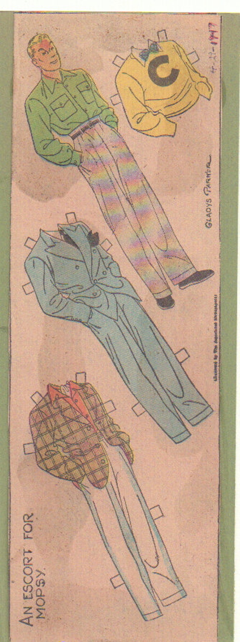 Vintage Male Paper Doll Postcards | Etsy