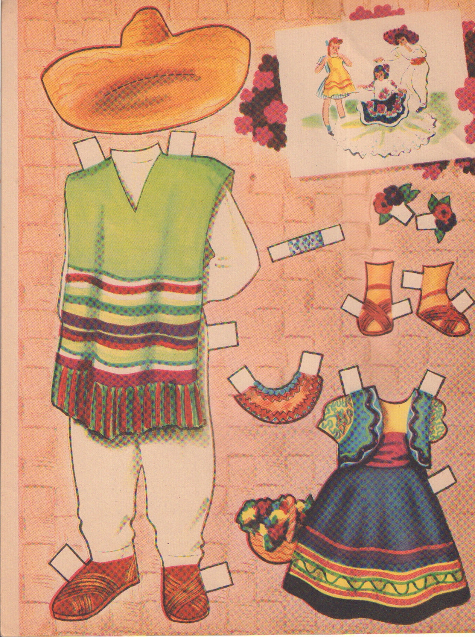 Vintage Mexican Costume Paper Dolls - Etsy