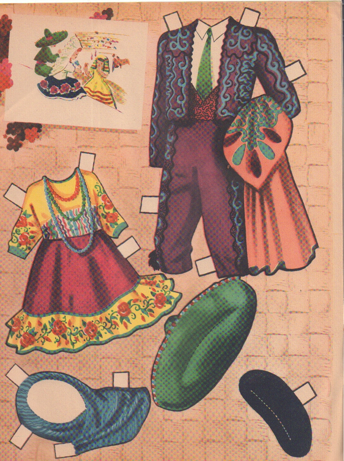 Vintage Mexican Costume Paper Dolls | Etsy