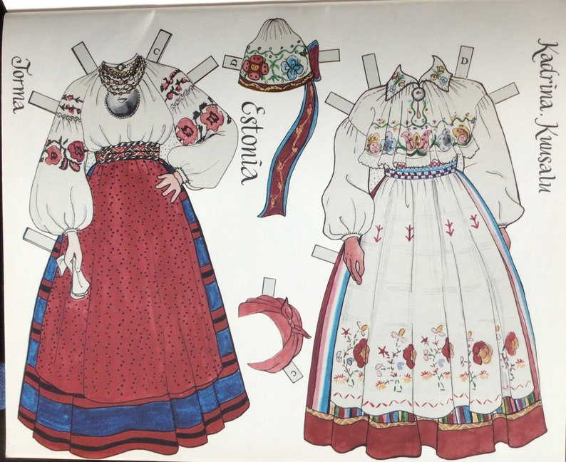 Vintage Baltic Folk Costumes Paper Dolls - Etsy
