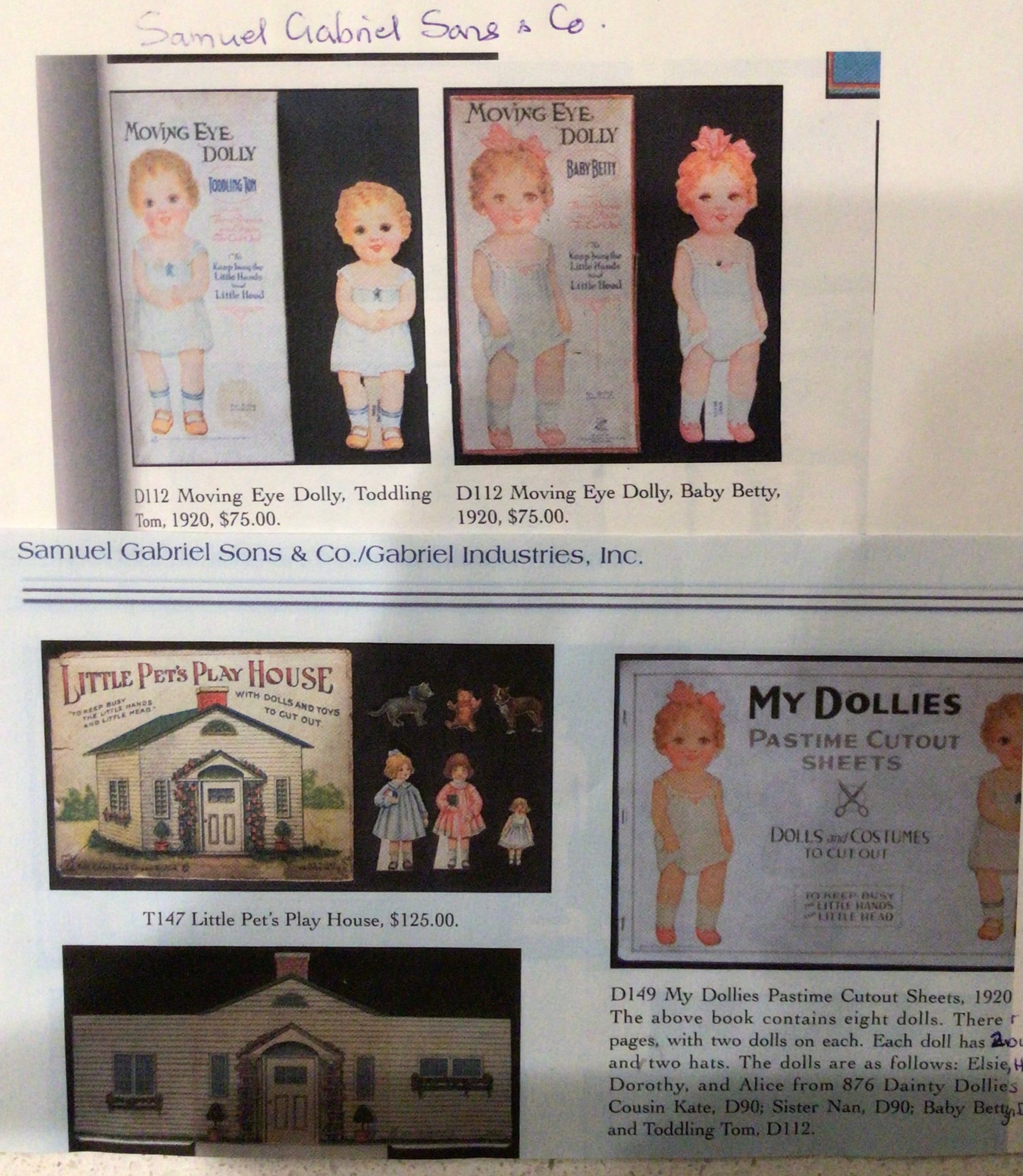 Antique Samuel Gabriel Paper Doll - Etsy