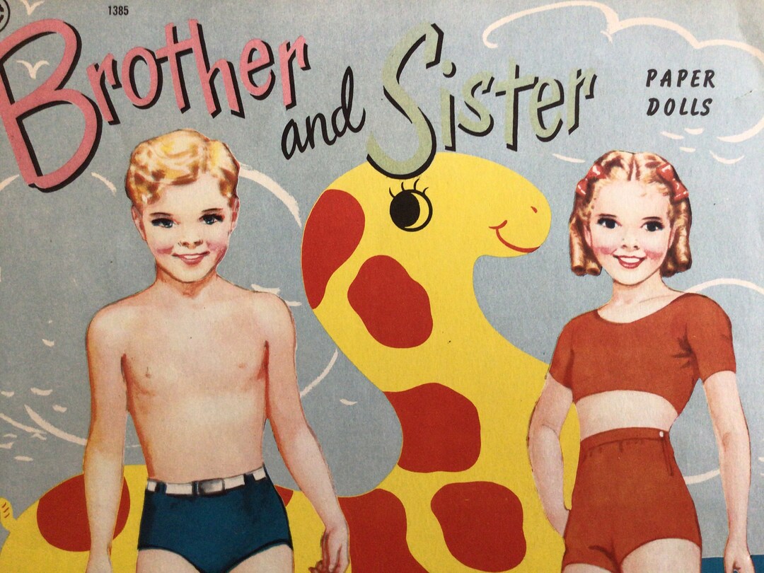 Vintage Brother and Sister Paper Doll Book - Etsy
