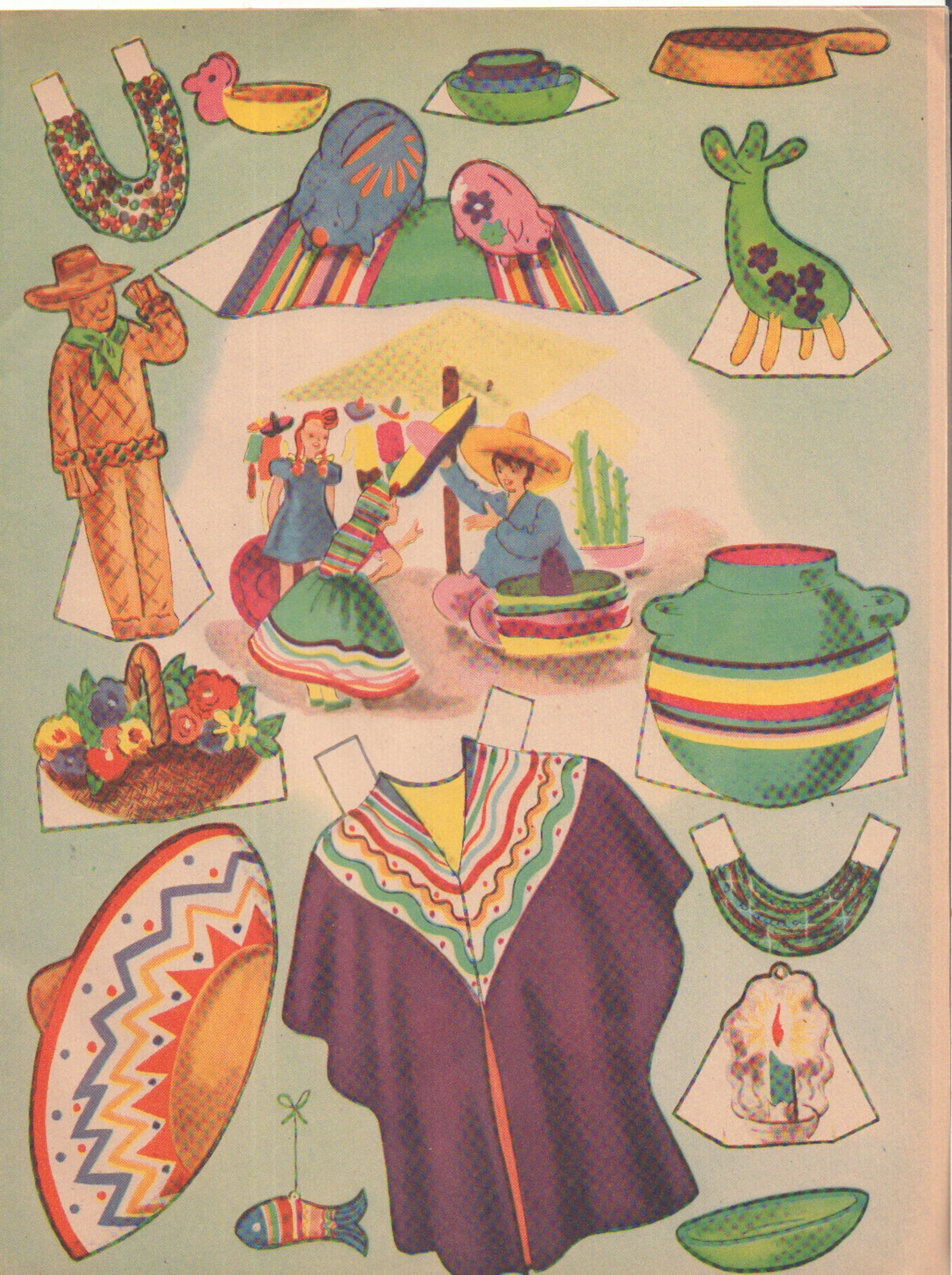 Vintage Mexican Costume Paper Dolls - Etsy
