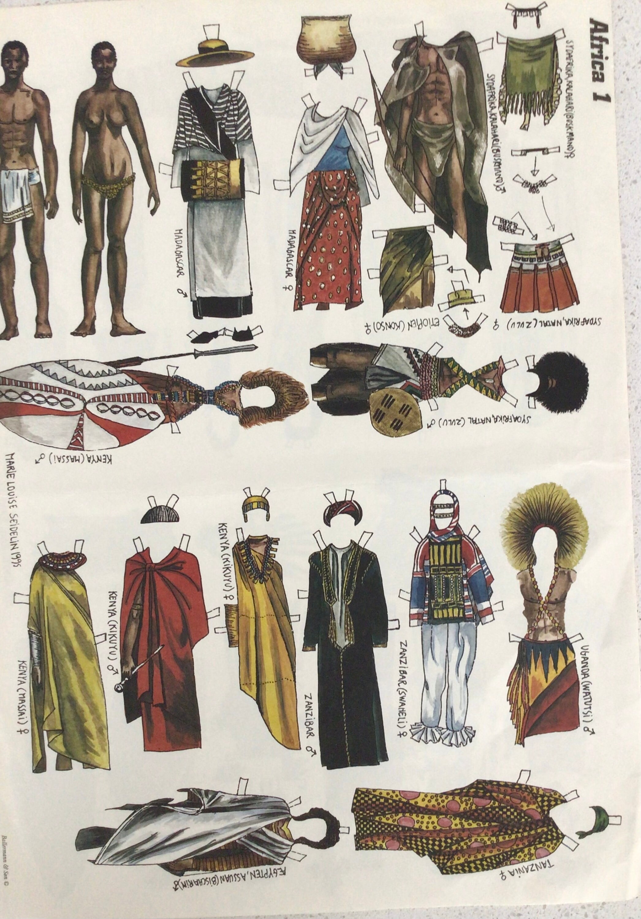 African Folk Costume Paper Doll Sheets - Etsy