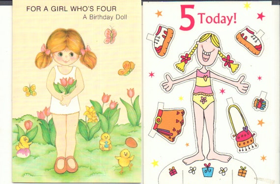 Vintage Paper Doll Birthday Cards - Etsy
