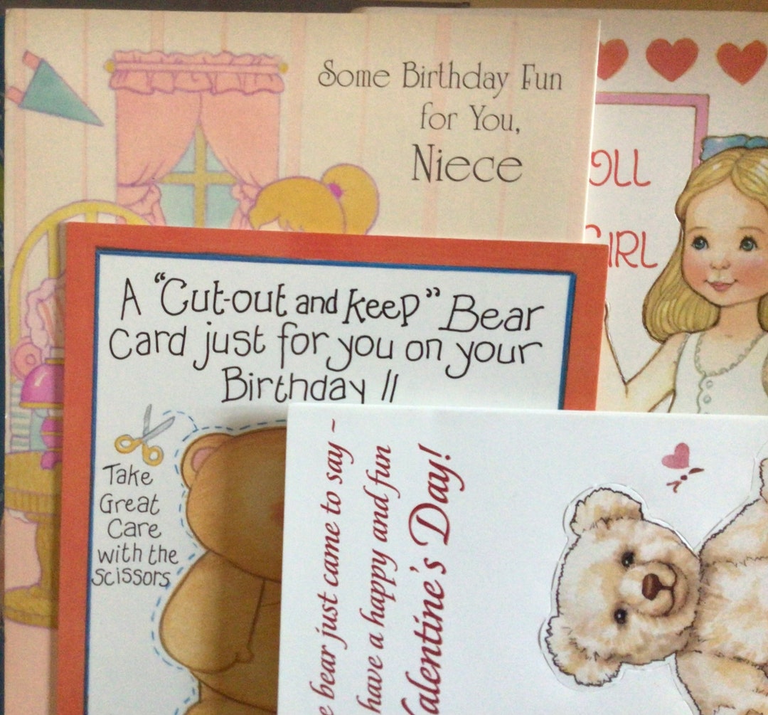 Vintage Bear & Girl Paper Doll Cards - Etsy