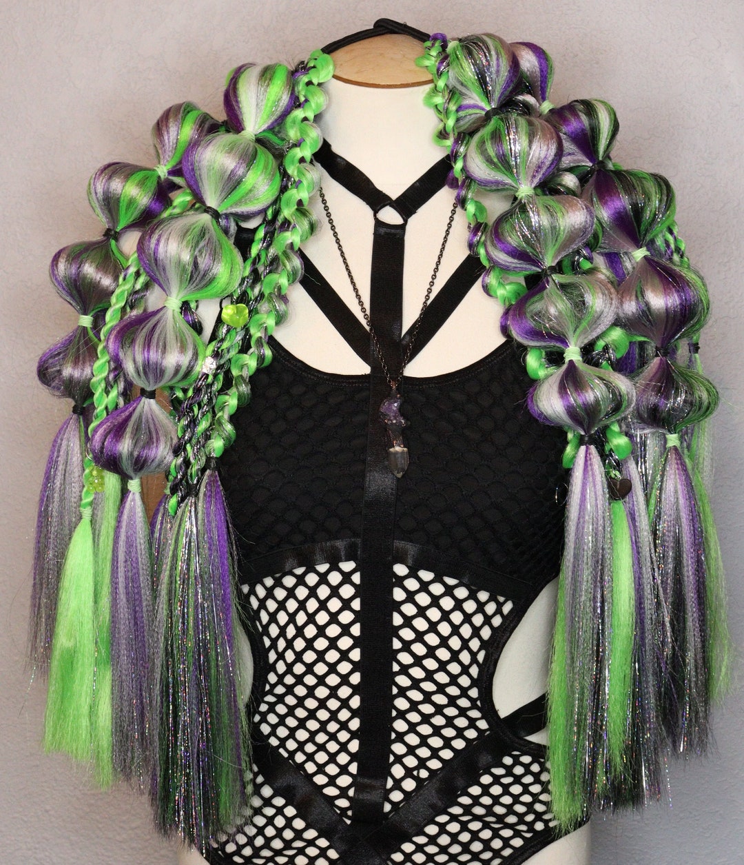 2X Festival Braided Rave Hair Extensions hair Elastic - Etsy