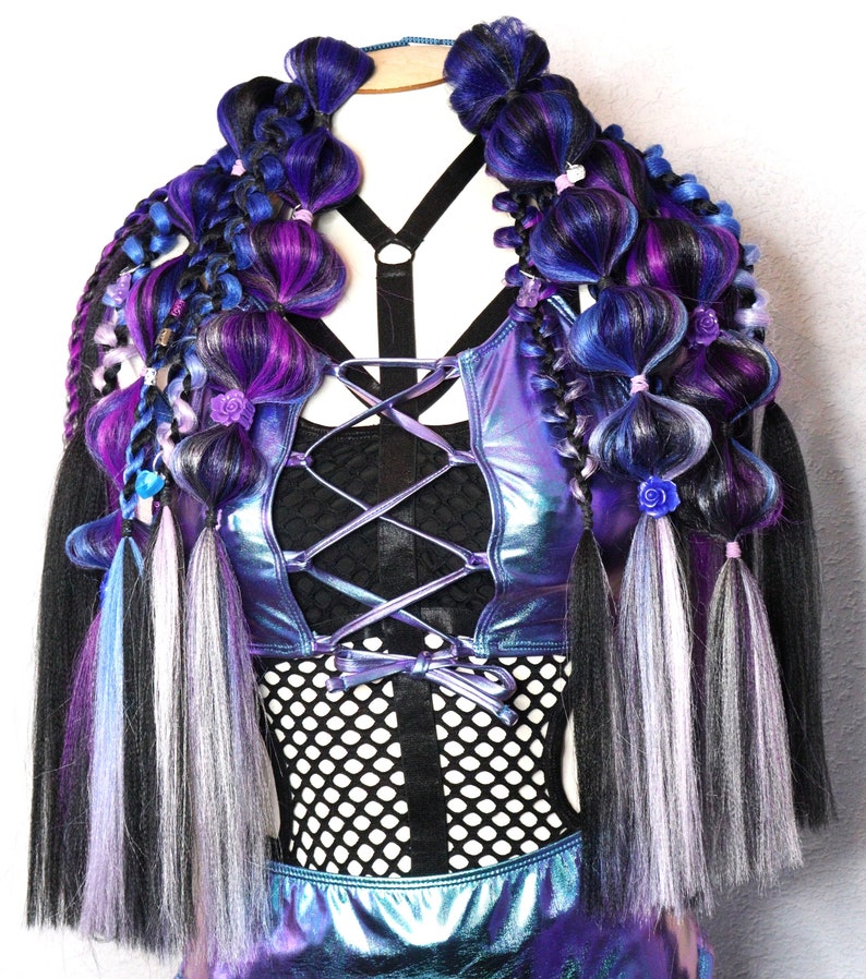 2X Festival Braided Rave Hair Extensions hair Elastic - Etsy