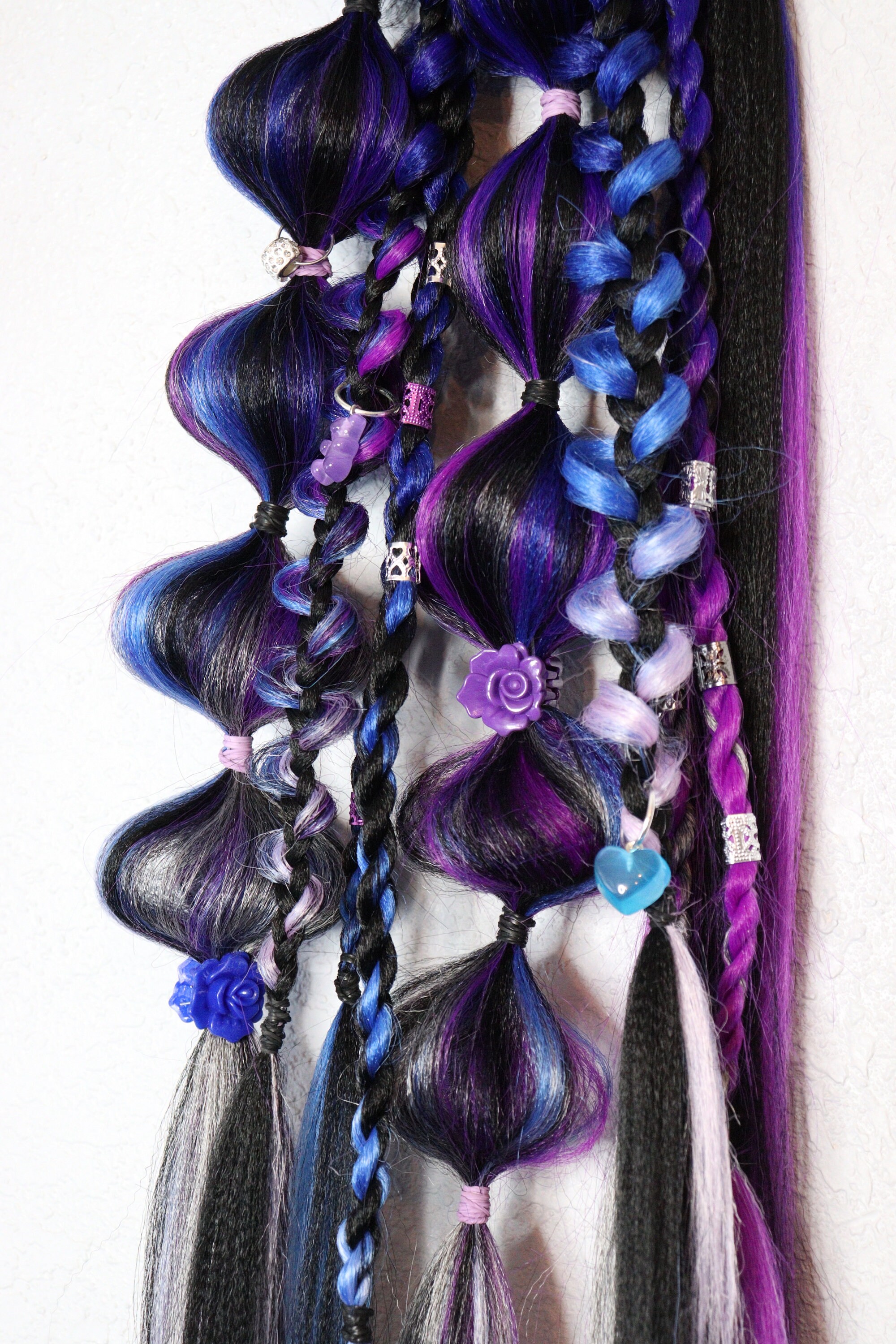 2X Festival Braided Rave Hair Extensions hair Elastic - Etsy
