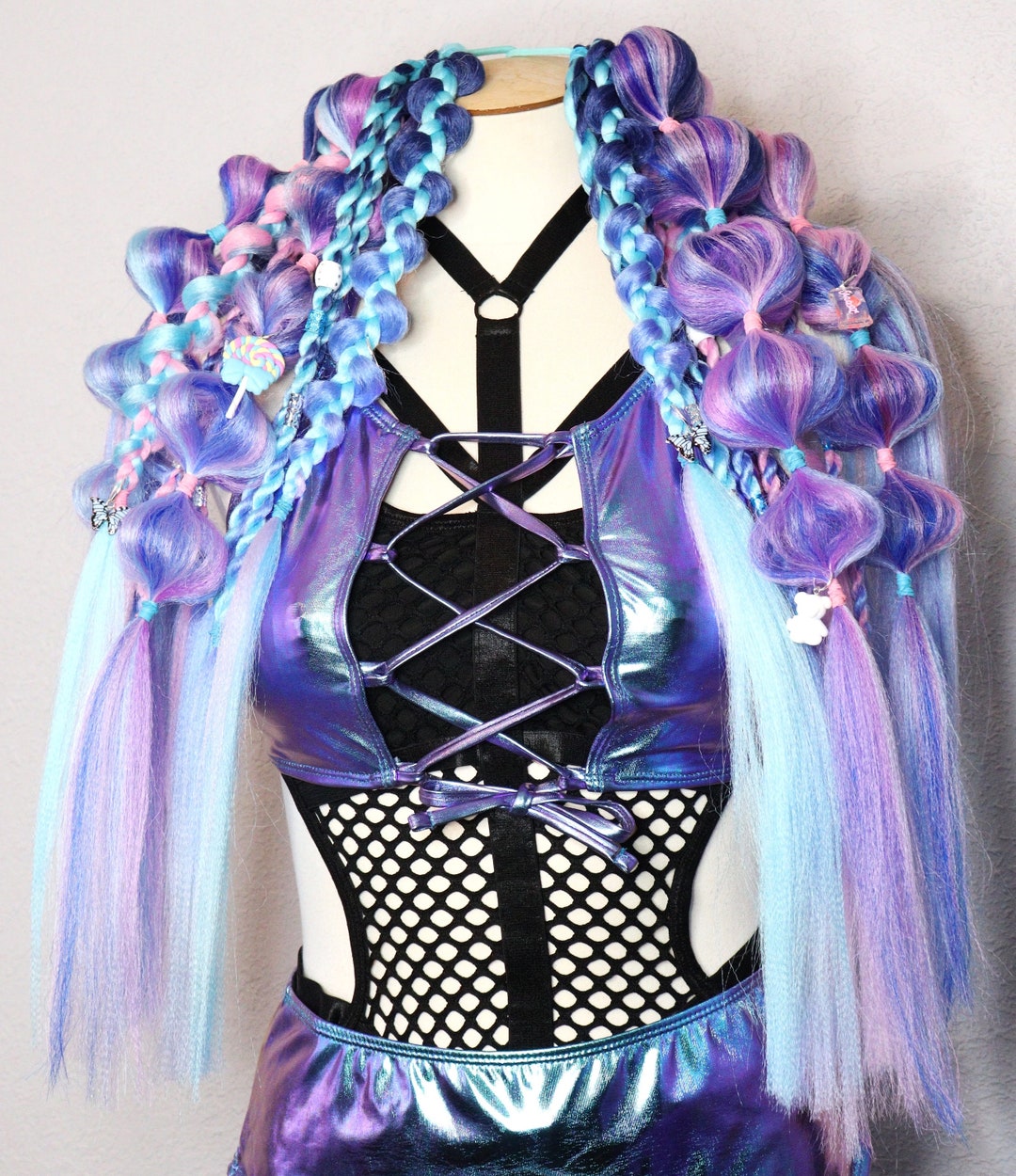2X - Festival Braided Rave Hair Extensions (hair Elastic) - Etsy