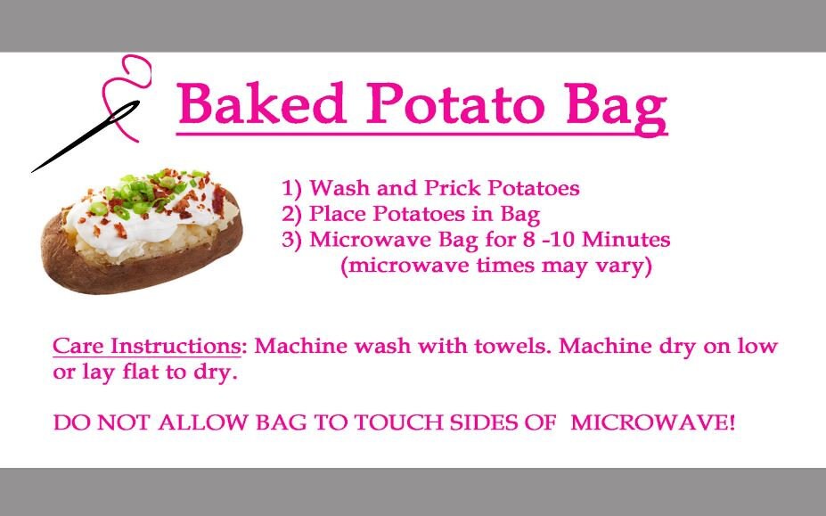 Potato Bag, Microwave Safe Potato Bag, Potato Print Potato Bag, All ...