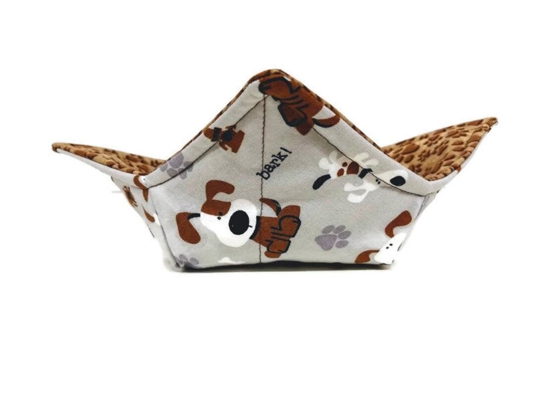 Microwave Bowl Cozy Puppy Dog and Paw Print Quilted Cotton Reversible ...