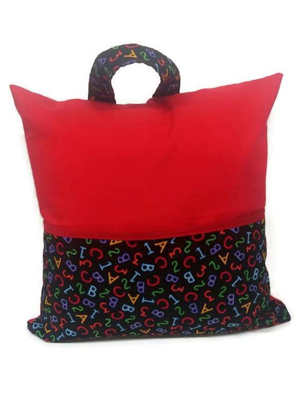 18 X 18 Inch Red Alphabet Pocket Reading Pillow With Handle - Etsy