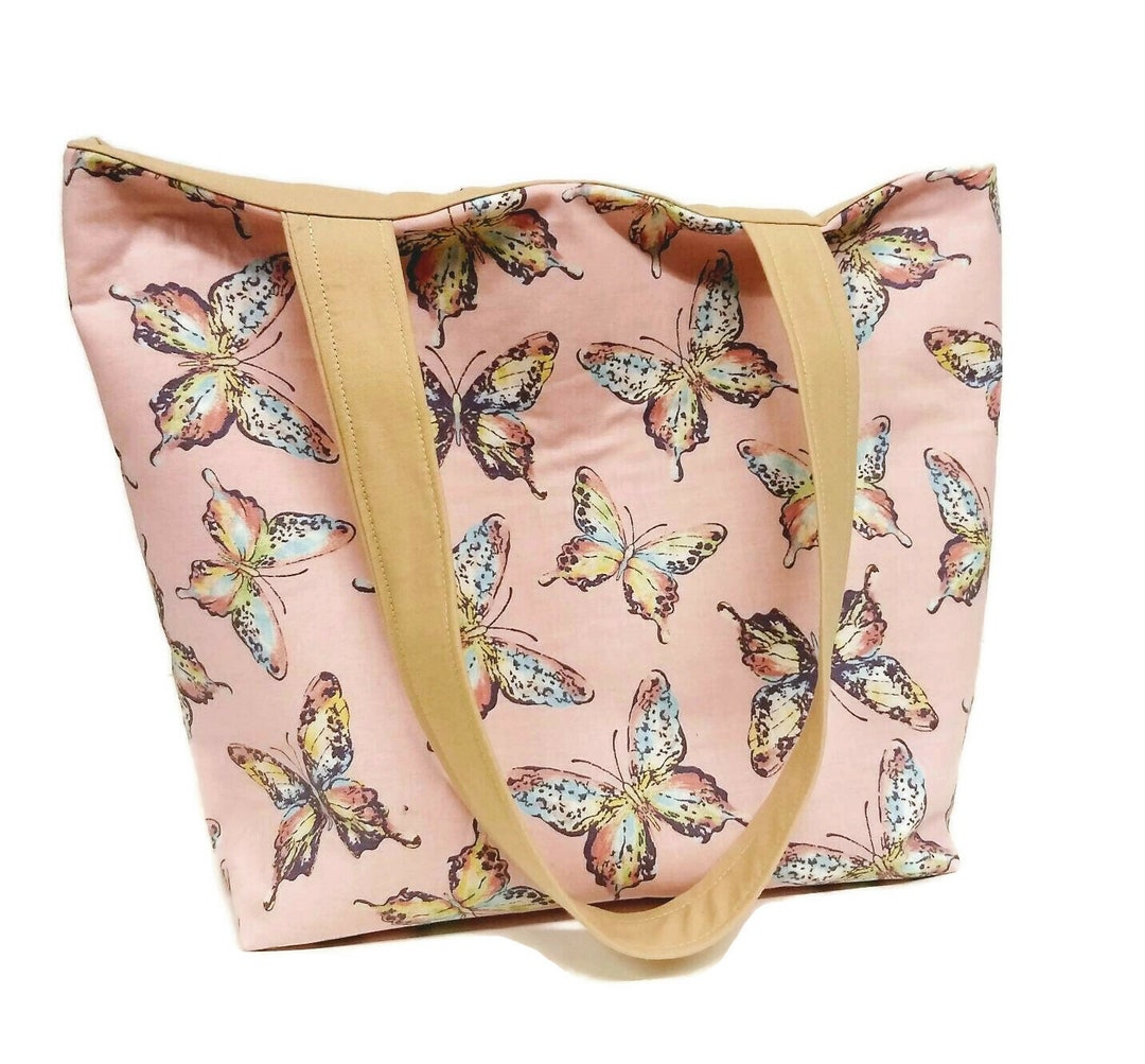 Pink Princess Butterfly Beach Bag or Tote Bag With Pocket - Etsy
