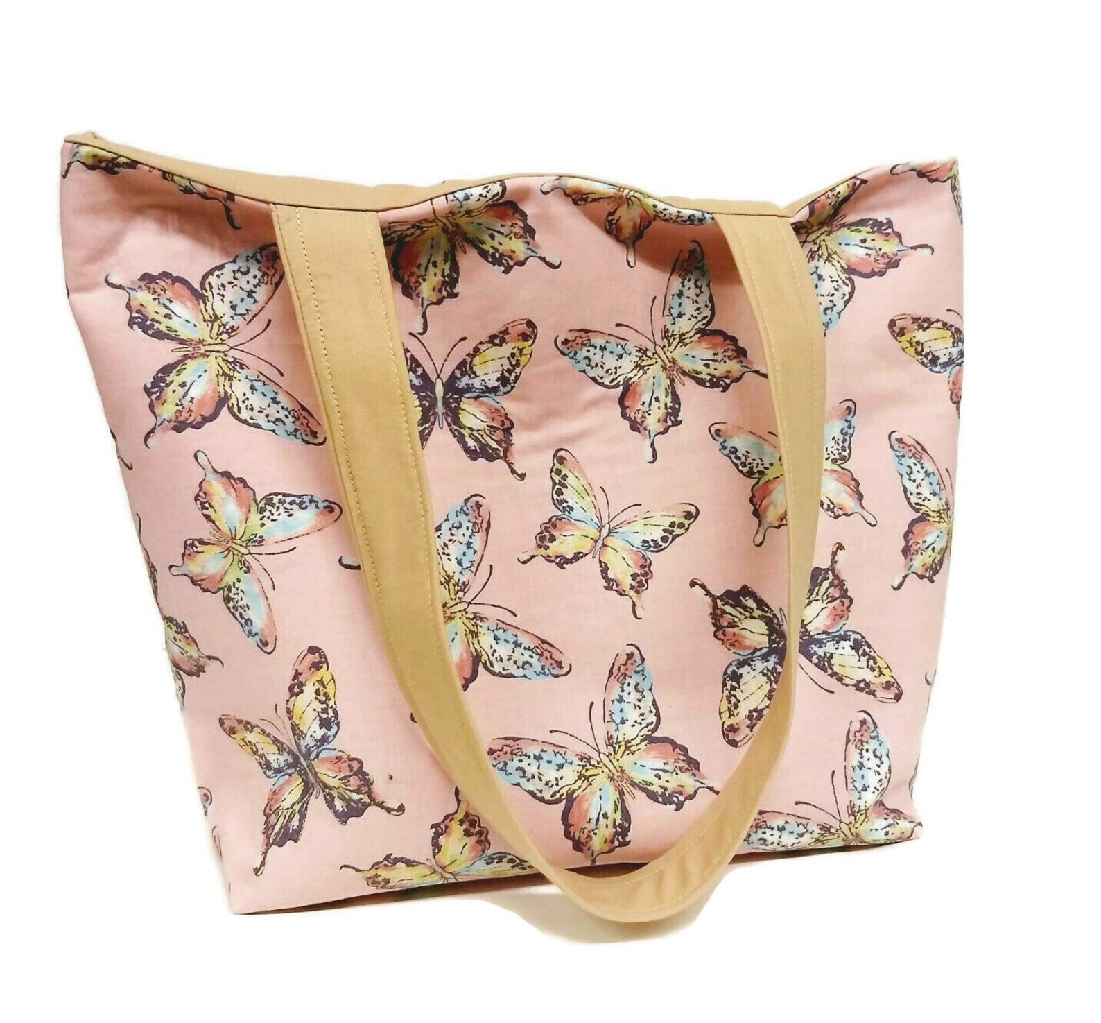Pink Princess Butterfly Beach Bag or Tote Bag With Pocket - Etsy
