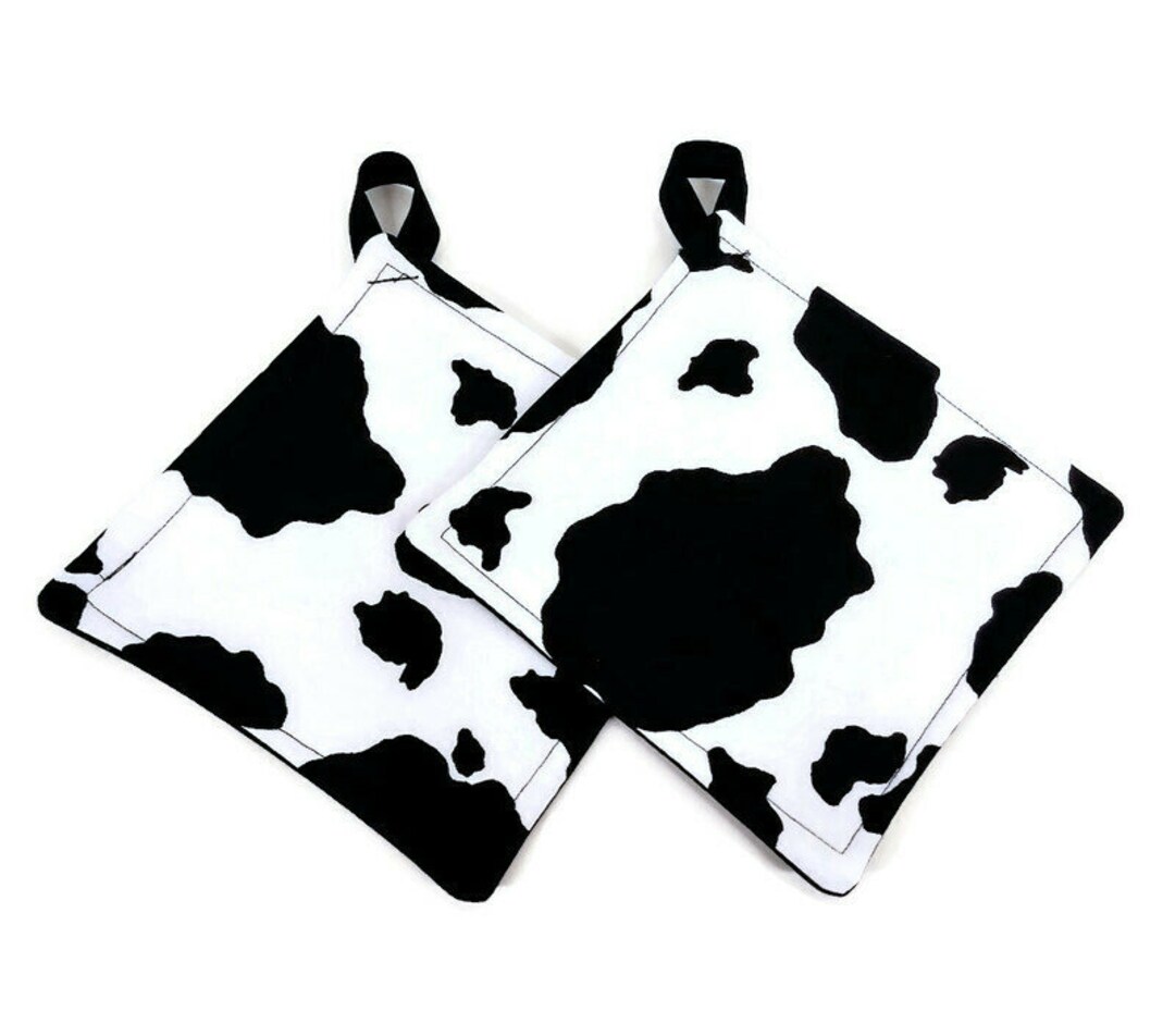 Cow Hide Potholder or Hot Pad Set With Hanging Loop - Etsy