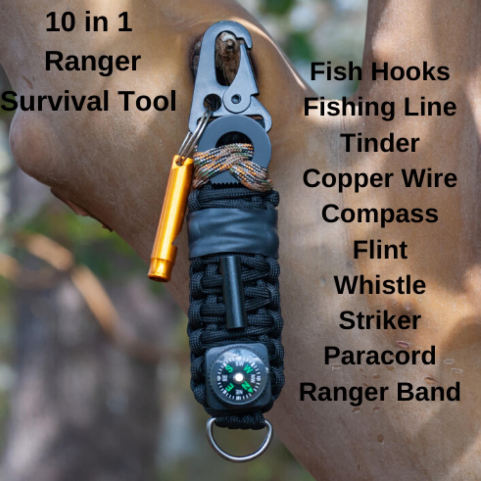 10 in 1 Survival Clip on Ranger Survival Tool Paracord Survival Paracord Hiking Camping Bushcraft Multi Tool Etsy UK