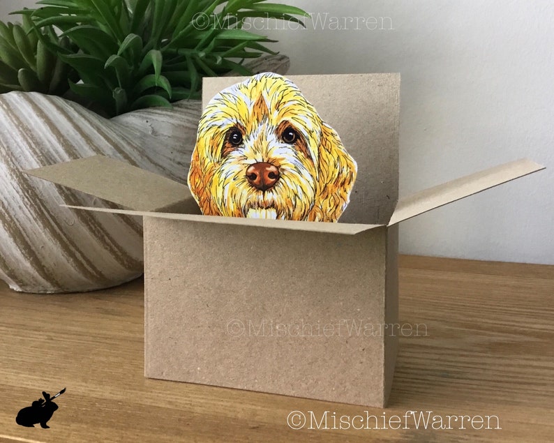 Gold Cockapoo Labradoodle Box Card. 3D Blank or Personalised - Etsy