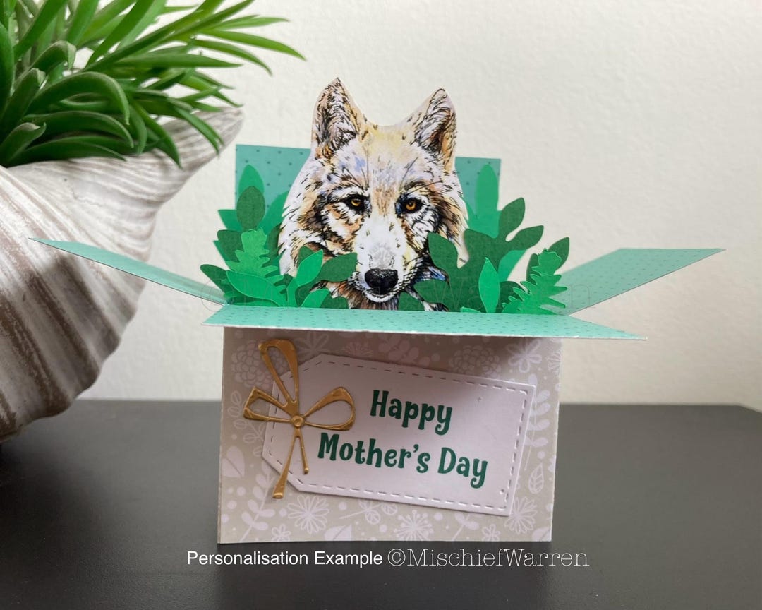 White Wolf Card; Personalised. 3D Gift Card Holder for Wildlife Lover ...