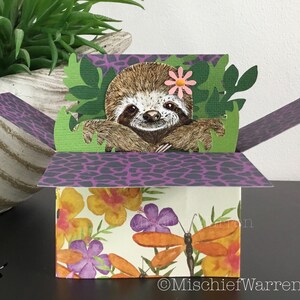 Sloth Card. 3D Box Card. Blank or Personalised Birthday, Mothers Day ...