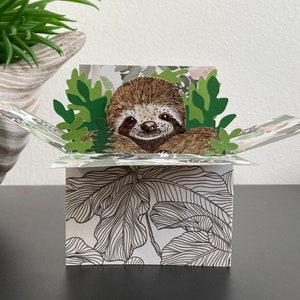 Sloth Card. 3D Box Card. Blank or Personalised for Any Occasion ...
