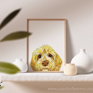 Gold Cockapoo or Labradoodle Dog Art Print From My Watercolour | Etsy UK
