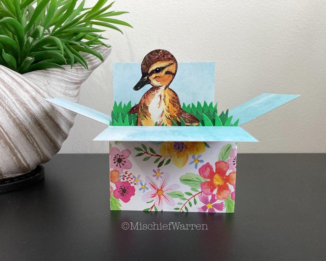 Duckling Card. Duck 3D Box Card Personalised For; Easter, Birthday ...