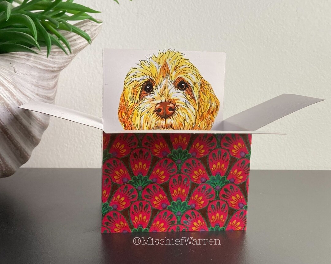 Gold Cockapoo Labradoodle Card. 3D Box Card. Personalised: Birthday ...
