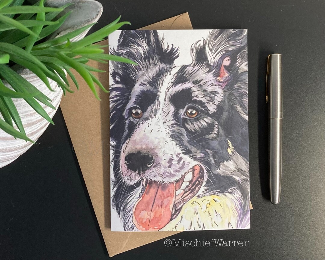Border Collie Card. Collie Dog Card. Blank for Any Occasion; Birthday ...