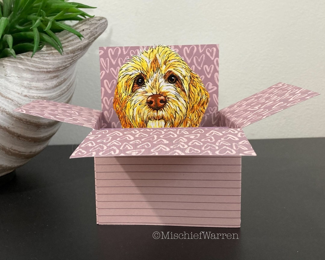 Gold Cockapoo Card. 3D Box Card, Blank or Personalised. Valentines ...