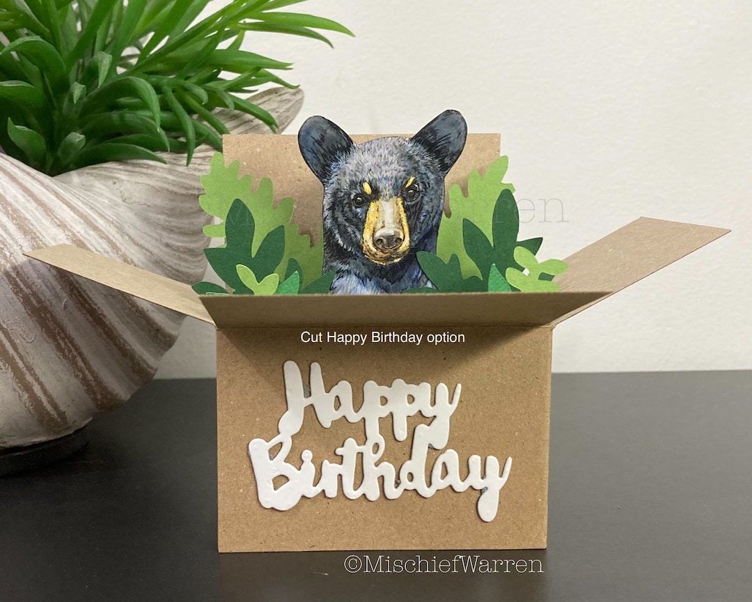 Black Bear 3D Box Card. Blank, or Personalised For Birthday, Mothers ...