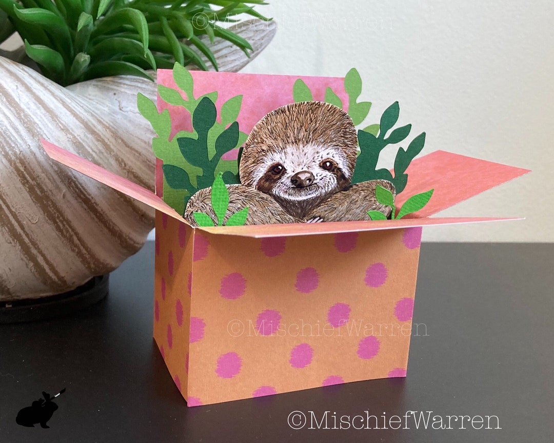 Buy Sloth in a Box Card. Blank or Personalised Birthday Easter Online ...
